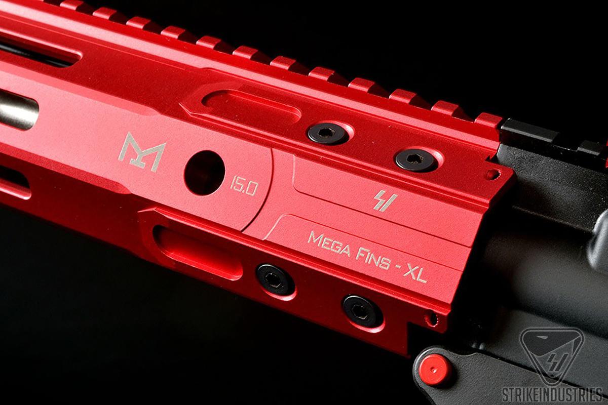 Strike Industries Mega Fins XL Handguard w/ MLOK (Size: 17" / Red ...