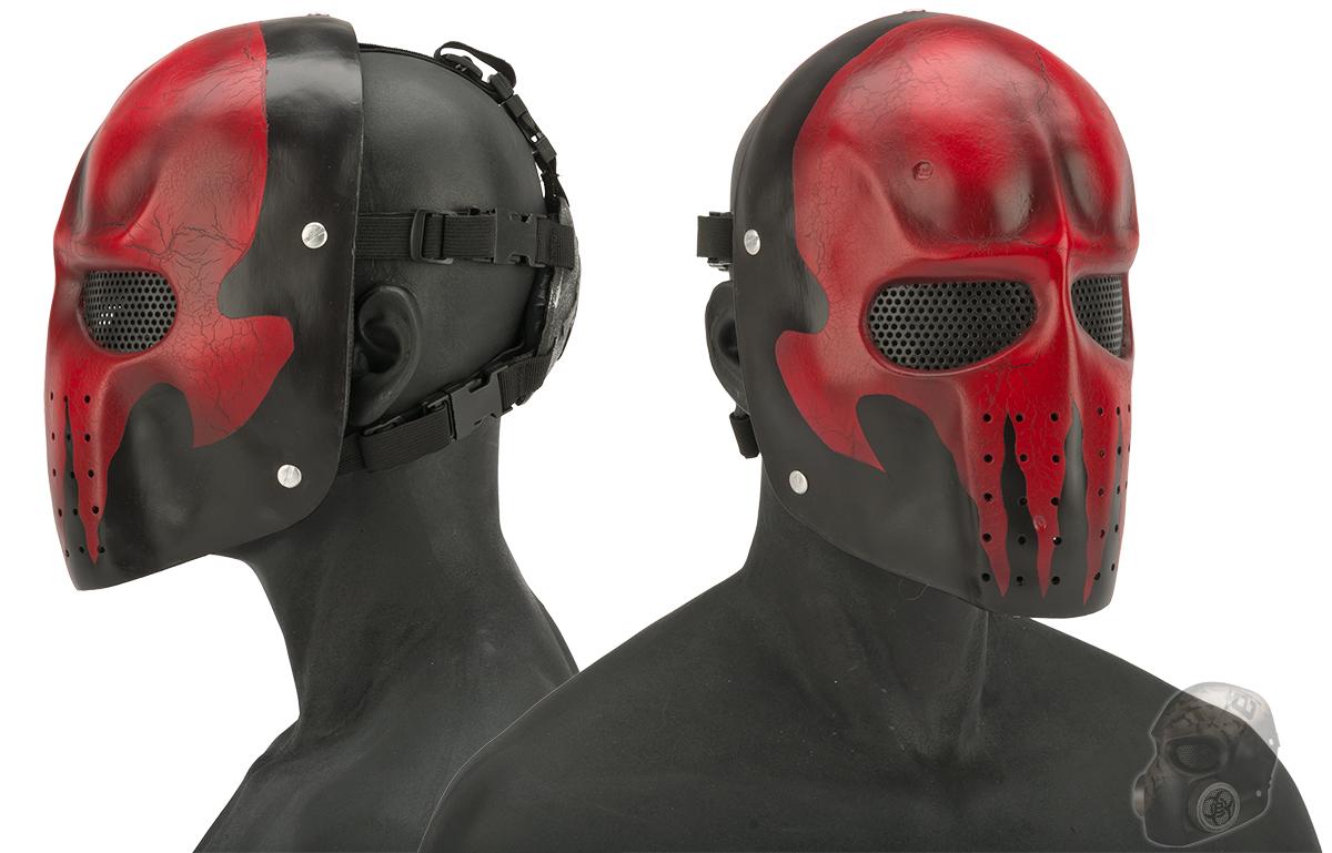 Evike.com R-Custom Fiberglass Wire Mesh Army Mask - Red Skull, Tactical ...