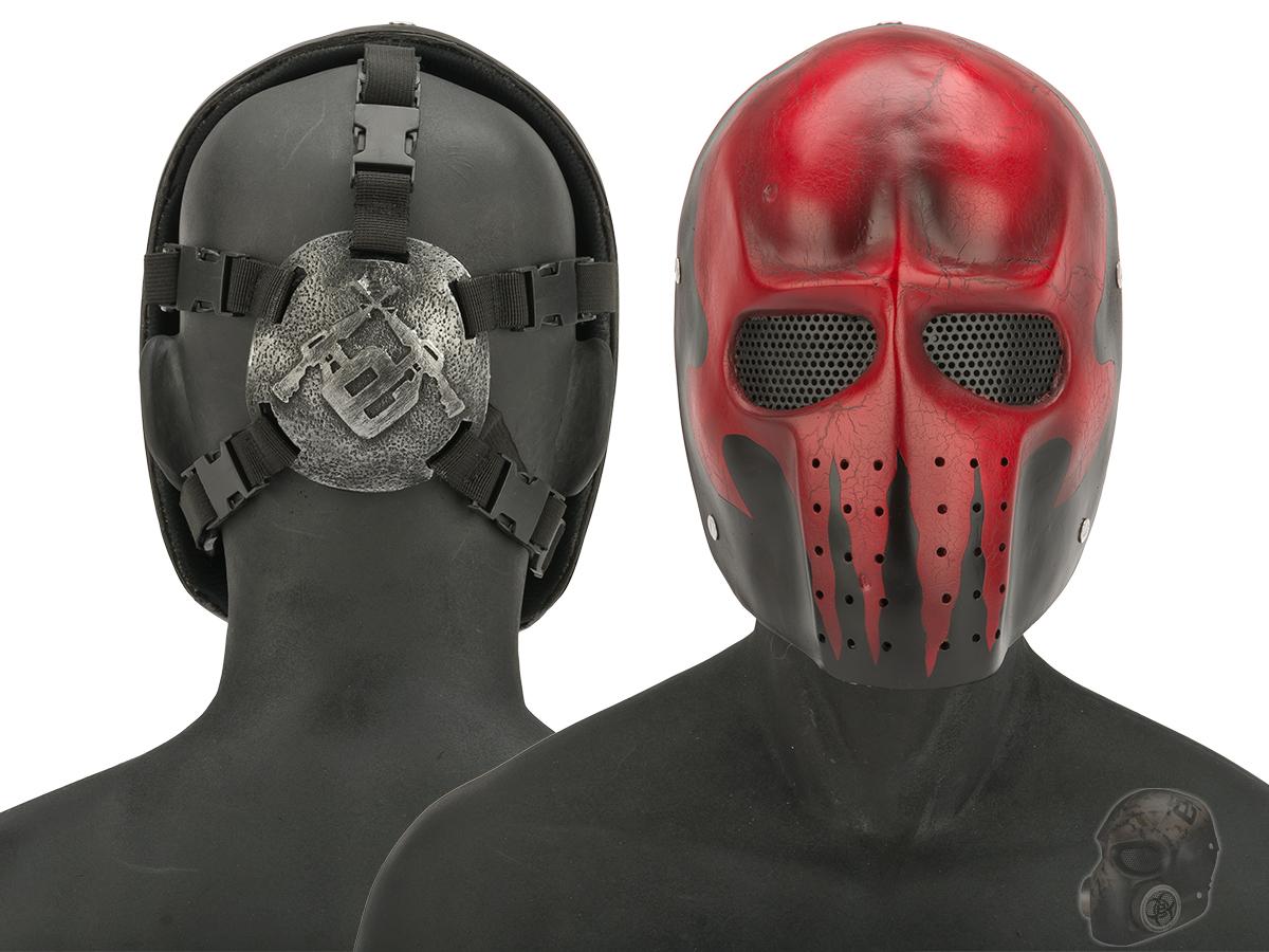 Evike.com R-Custom Fiberglass Wire Mesh Army Mask - Red Skull, Tactical ...