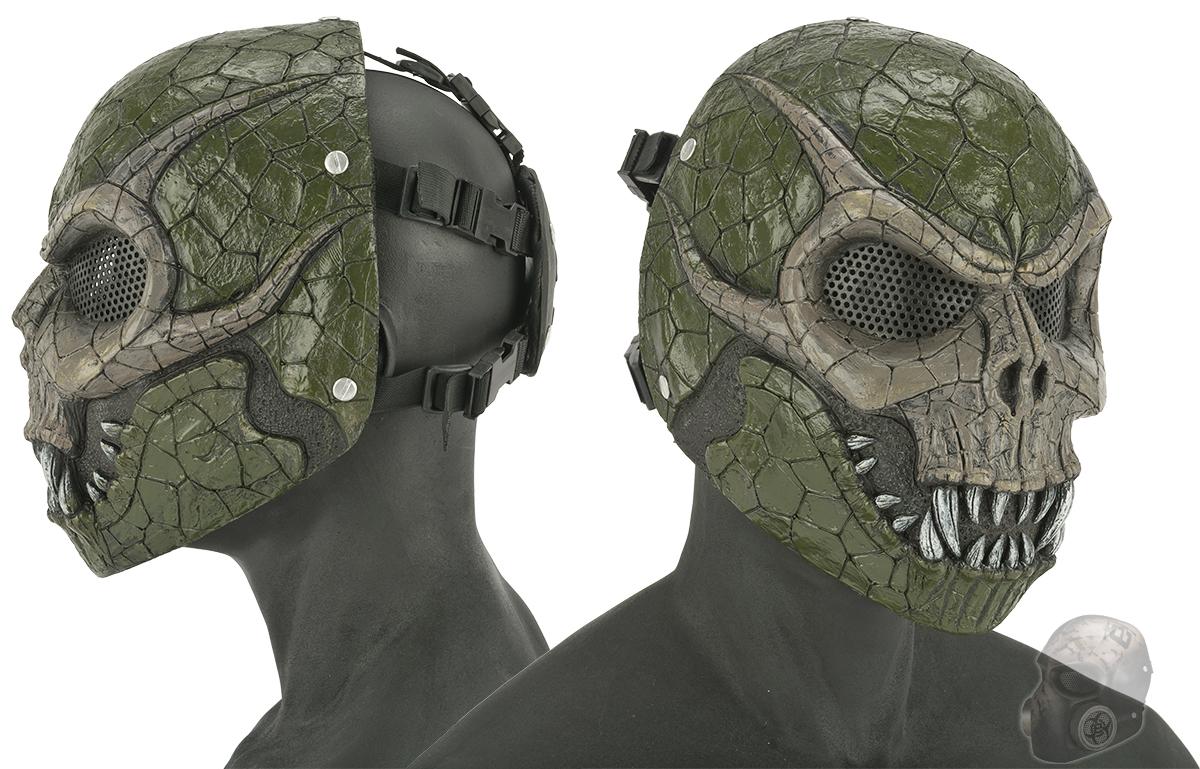 Evike.com R-Custom Basilisk Fiberglass Mask w/ Wire Mesh (Color: Olive ...
