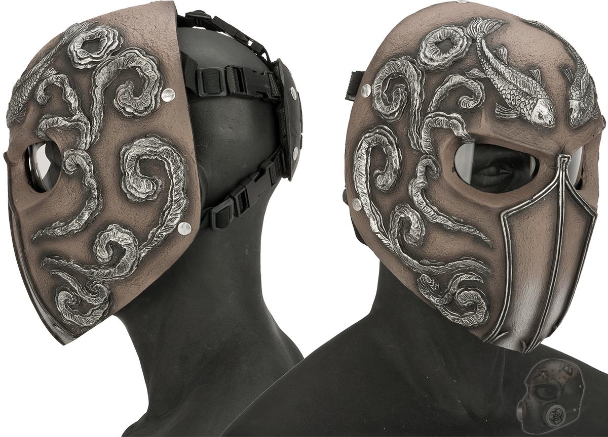 Evike.com R-Custom Fiberglass "Koi" Full Face Mask (Color: Tan / Clear ...