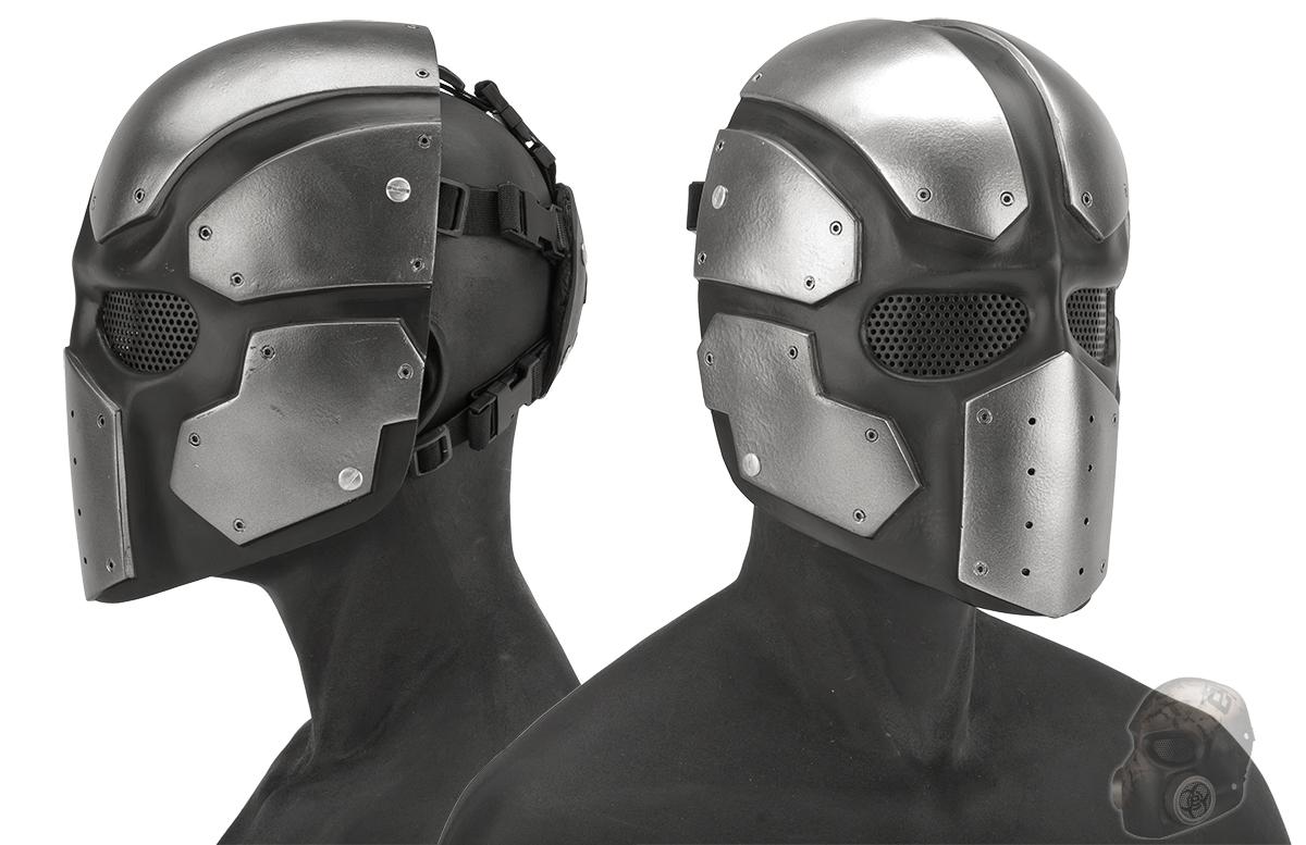 Evike.com R-Custom Raven Fiberglass Mask (Color: Silver / Mesh Lens ...