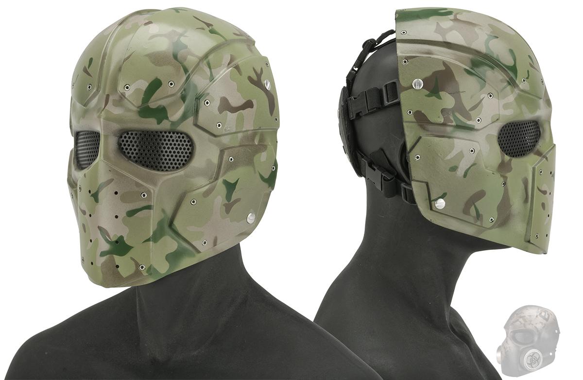 Evike.com R-Custom Raven Fiberglass Mask (Color: Woodland Camo / Mesh ...