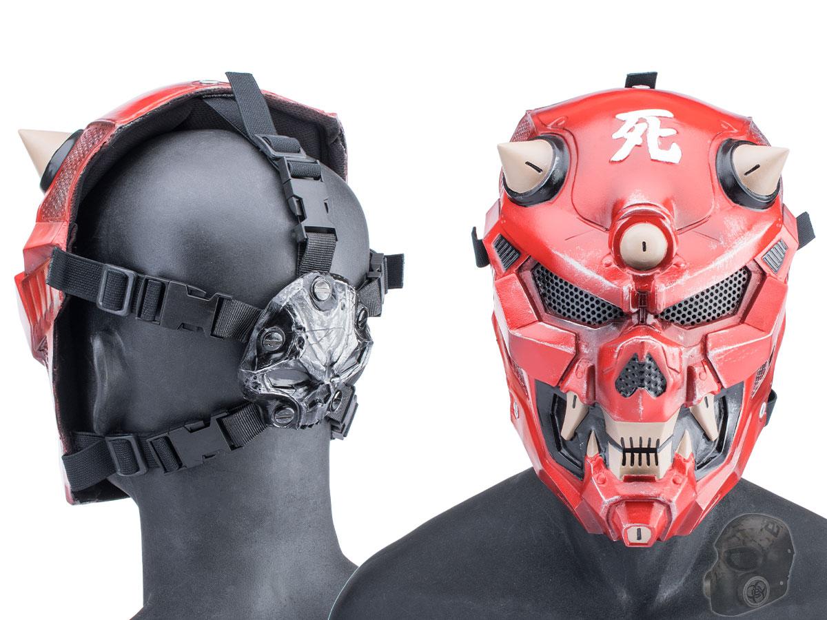 Evike.com R-Custom Fiberglass "Oni" Full Face Mask (Color: Red / Medium ...