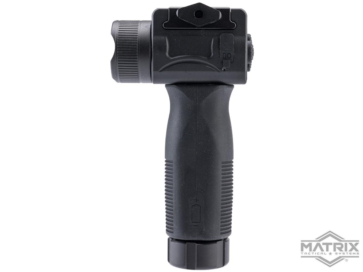 Matrix Rechargeable 2000 Lumens Vertical Grip with Integrated Weapon Flashlight & Green Laser ...