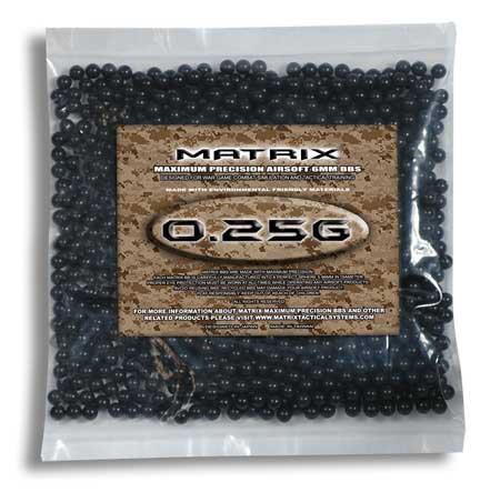 Matrix Match Grade 6mm Airsoft BBs (Weight: .25g / 1000 Rounds / Black), BBs & Gas - Evike.com ...