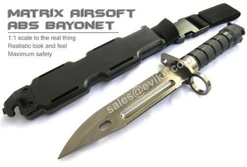Matrix Airsoft Tactical Rubber Bayonet with Sheath & M4 / M16 QD Mount ...