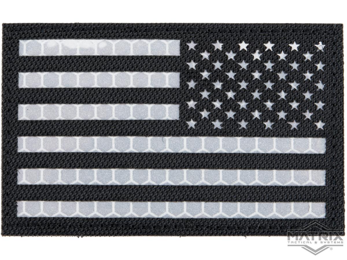 Matrix Reflective US Flag Patch w/ Nylon Bordering (Color: Black ...