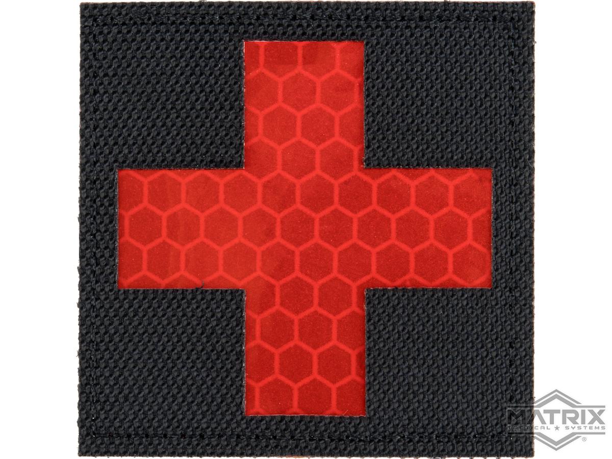 Matrix Reflective Medic Patch w/ Nylon Bordering (Color: Black / Red), Tactical Gear/Apparel ...