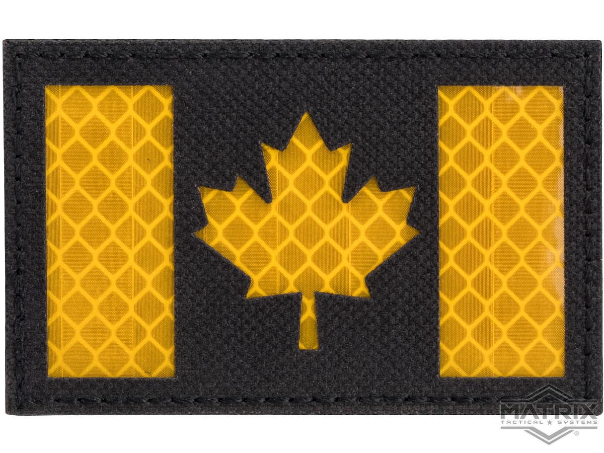 Matrix Reflective Canada Flag Patch w/ Nylon Bordering (Color: Black / Yellow), Tactical Gear ...