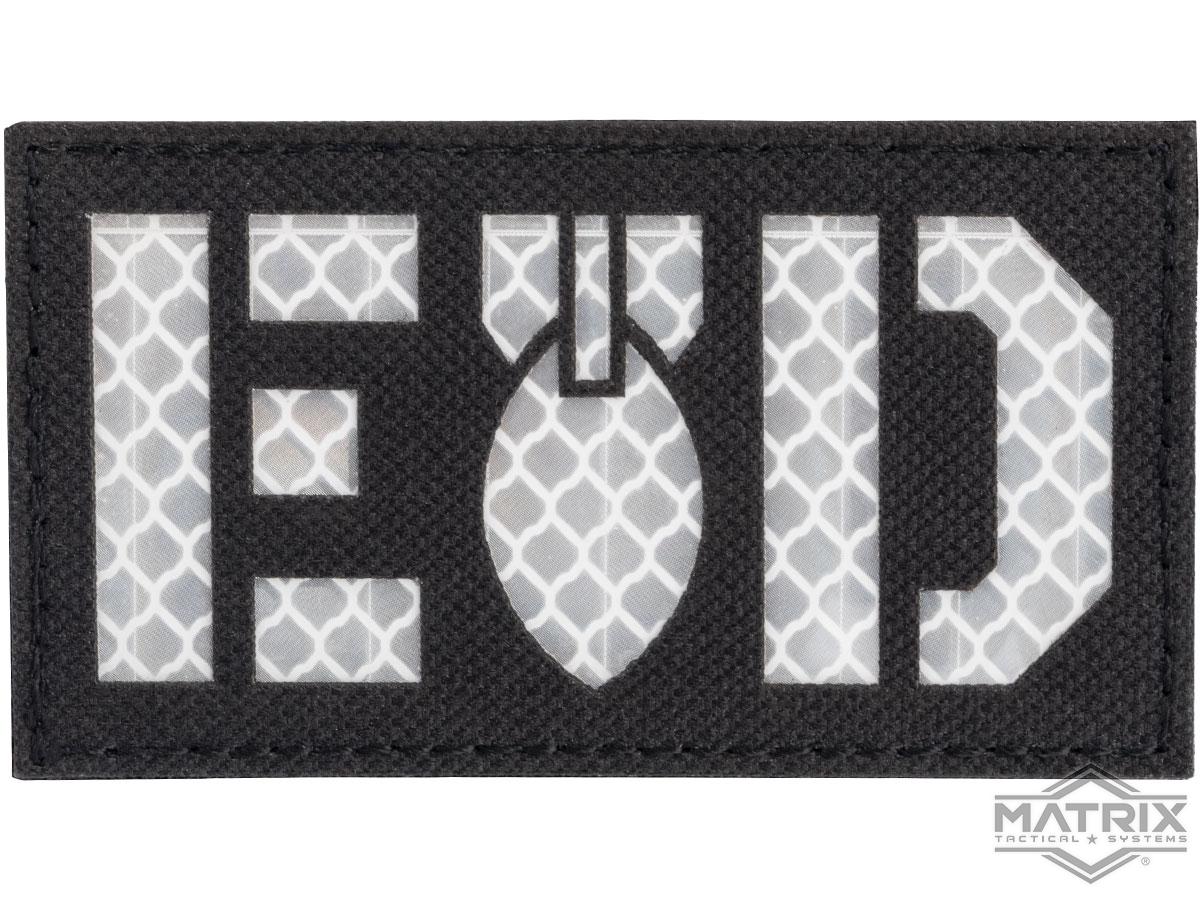 Matrix Reflective "EOD" Morale Patch w/ Nylon Bordering (Color: Black), Tactical Gear/Apparel ...