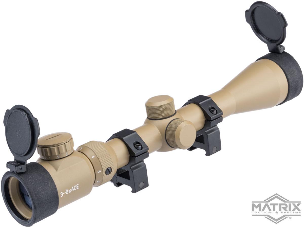 3-9X40 Professional Scope for Airsoft Rifles w/ Scope Rings (Color: Tan ...