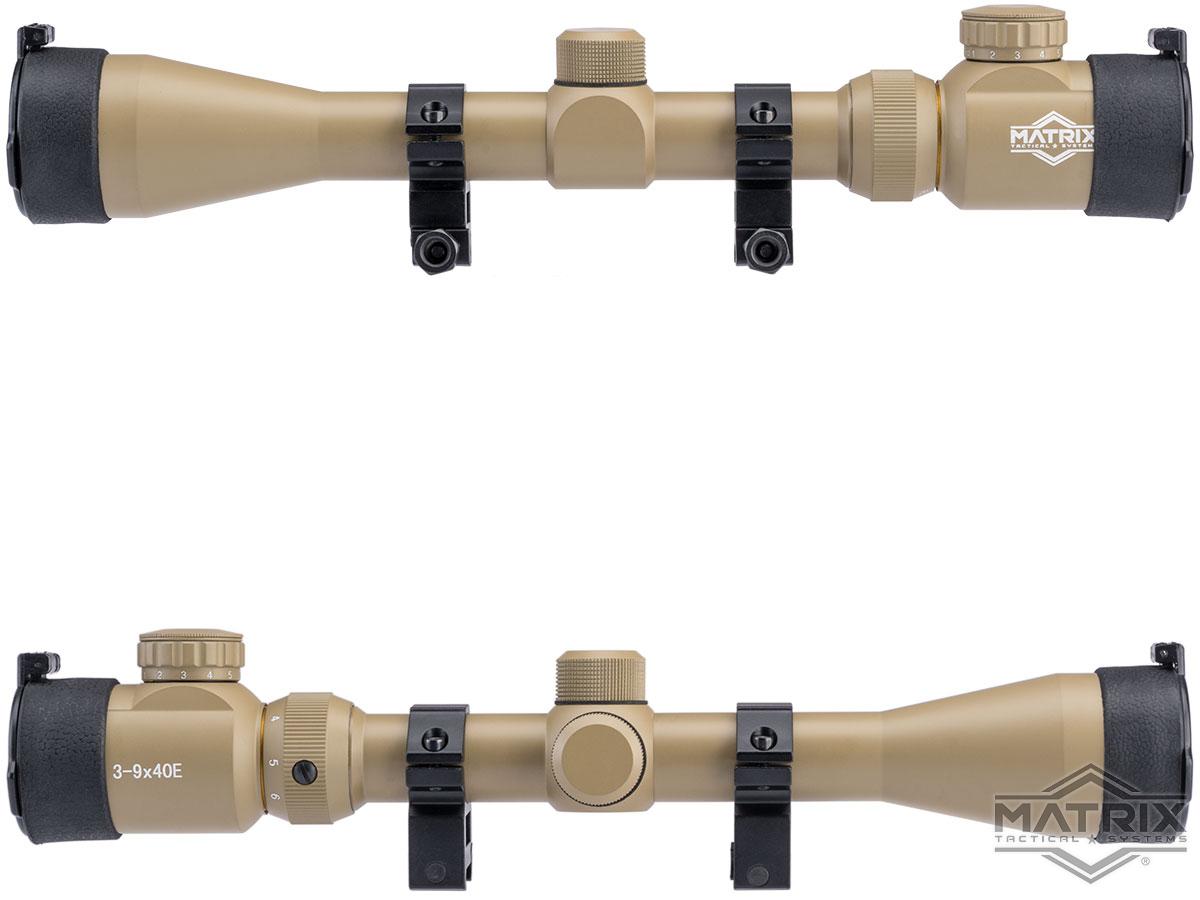 3-9X40 Professional Scope for Airsoft Rifles w/ Scope Rings (Color: Tan ...