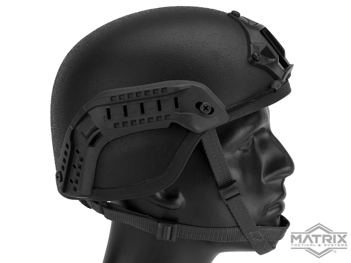 Matrix MICH 2000 Fiberglass Airsoft Helmet w/ NVG Mount & Side Rail ...