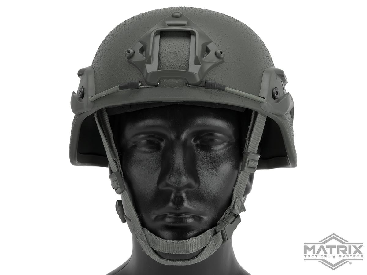 Matrix MICH 2000 Fiberglass Airsoft Helmet w/ NVG Mount & Side Rail ...
