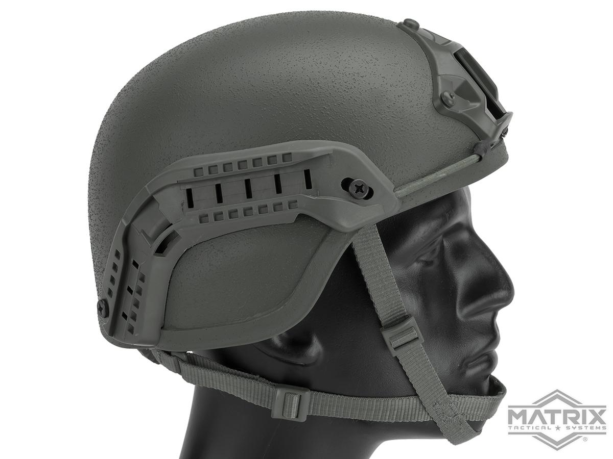 Matrix MICH 2000 Fiberglass Airsoft Helmet w/ NVG Mount & Side Rail ...