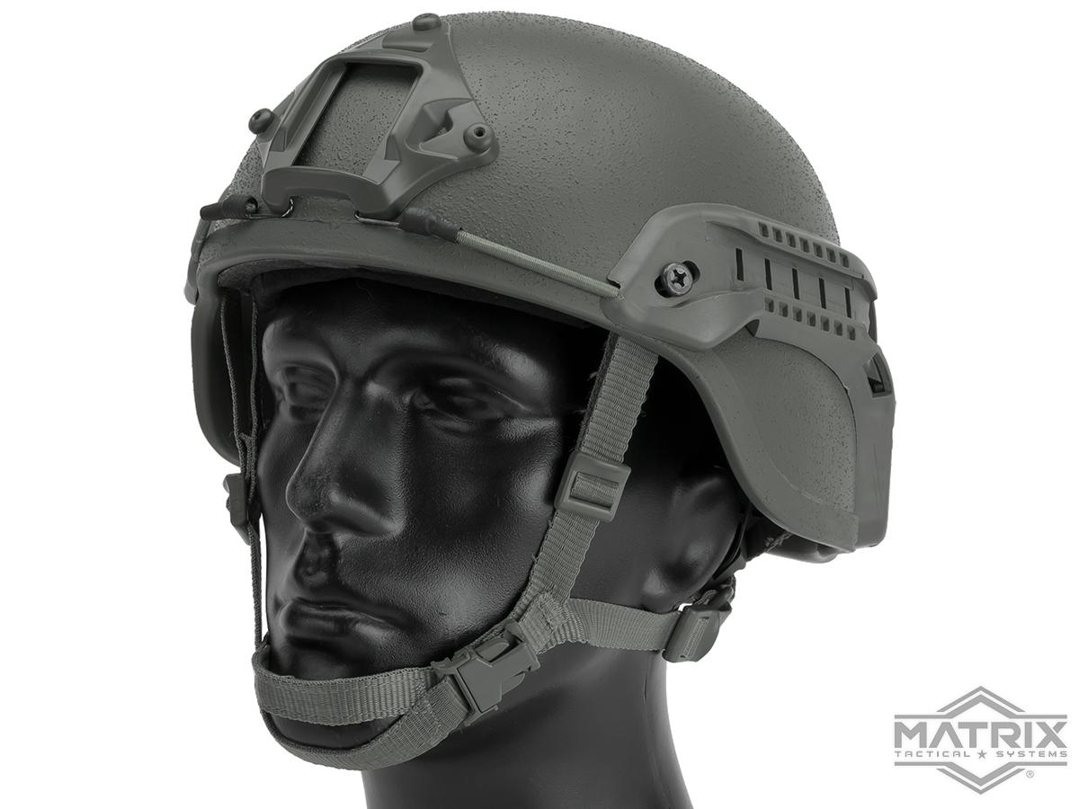 Matrix MICH 2000 Fiberglass Airsoft Helmet w/ NVG Mount & Side Rail ...