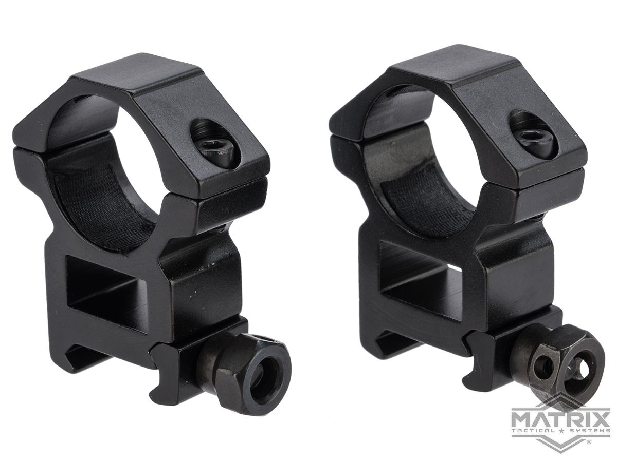 Matrix Aluminum Scope Mounting Rings (Color: Black / 1" Tube / Medium ...