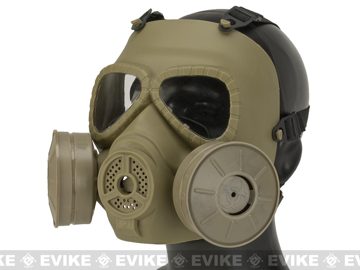 Matrix Mock Costume Gas Mask with Twin Fans (Color: Tan), Tactical Gear ...