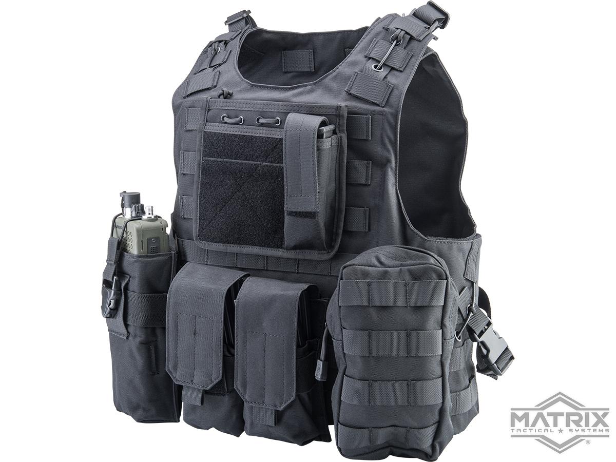 Matrix AAV Assault Plate Carrier w/ Pouch Set (Color: Black), Tactical ...