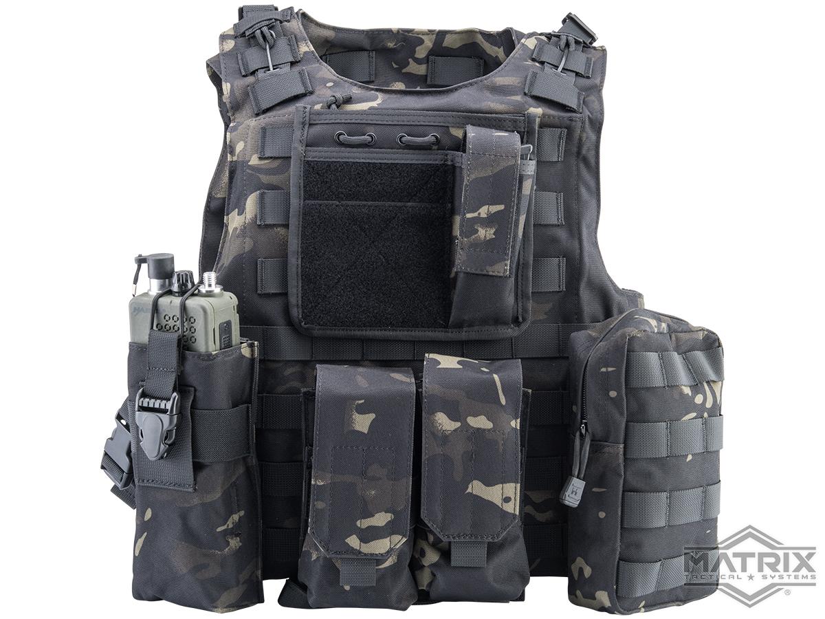 Matrix AAV Assault Plate Carrier w/ Pouch Set (Color: Black Camo ...