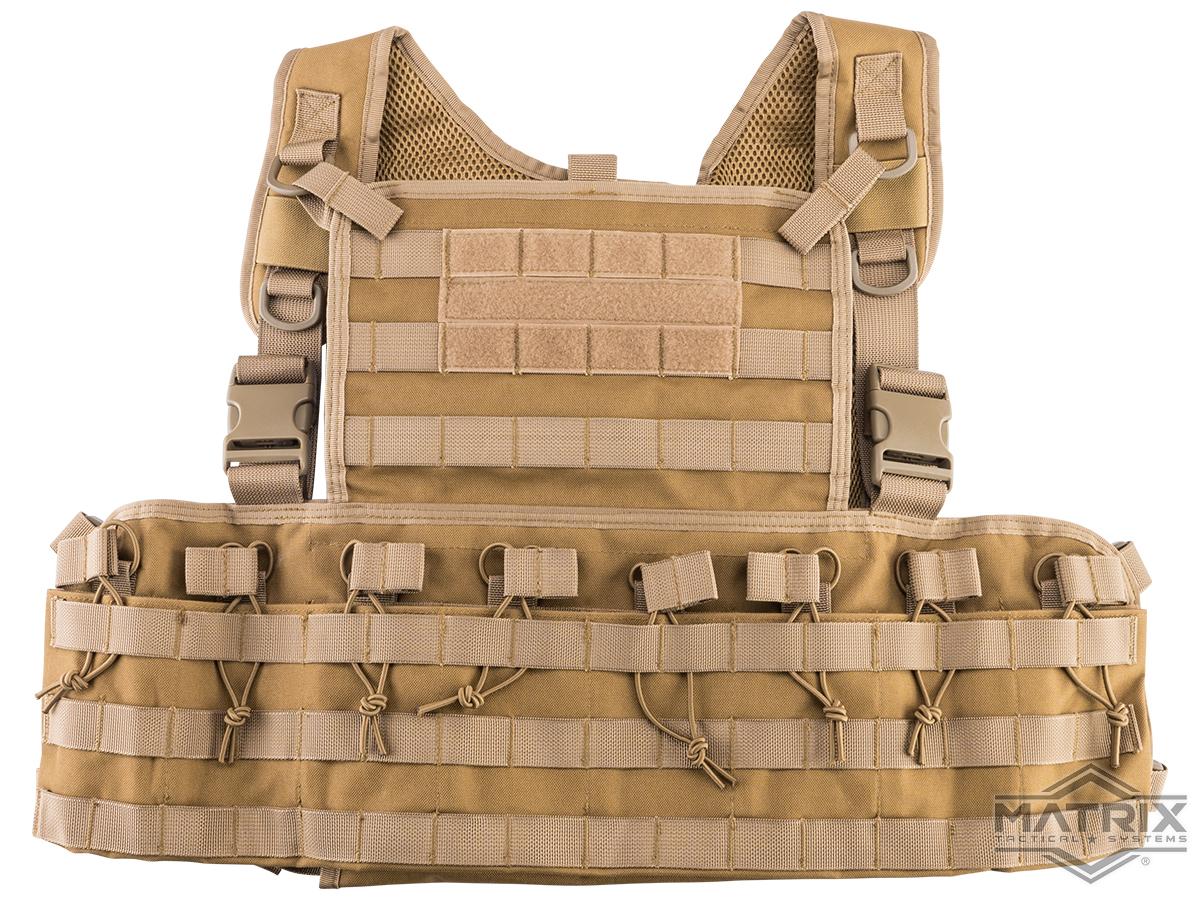 Matrix Modular MOLLE Chest Rig / Plate Carrier w/ Integrated Mag Pouches (Color: Tan), Tactical ...