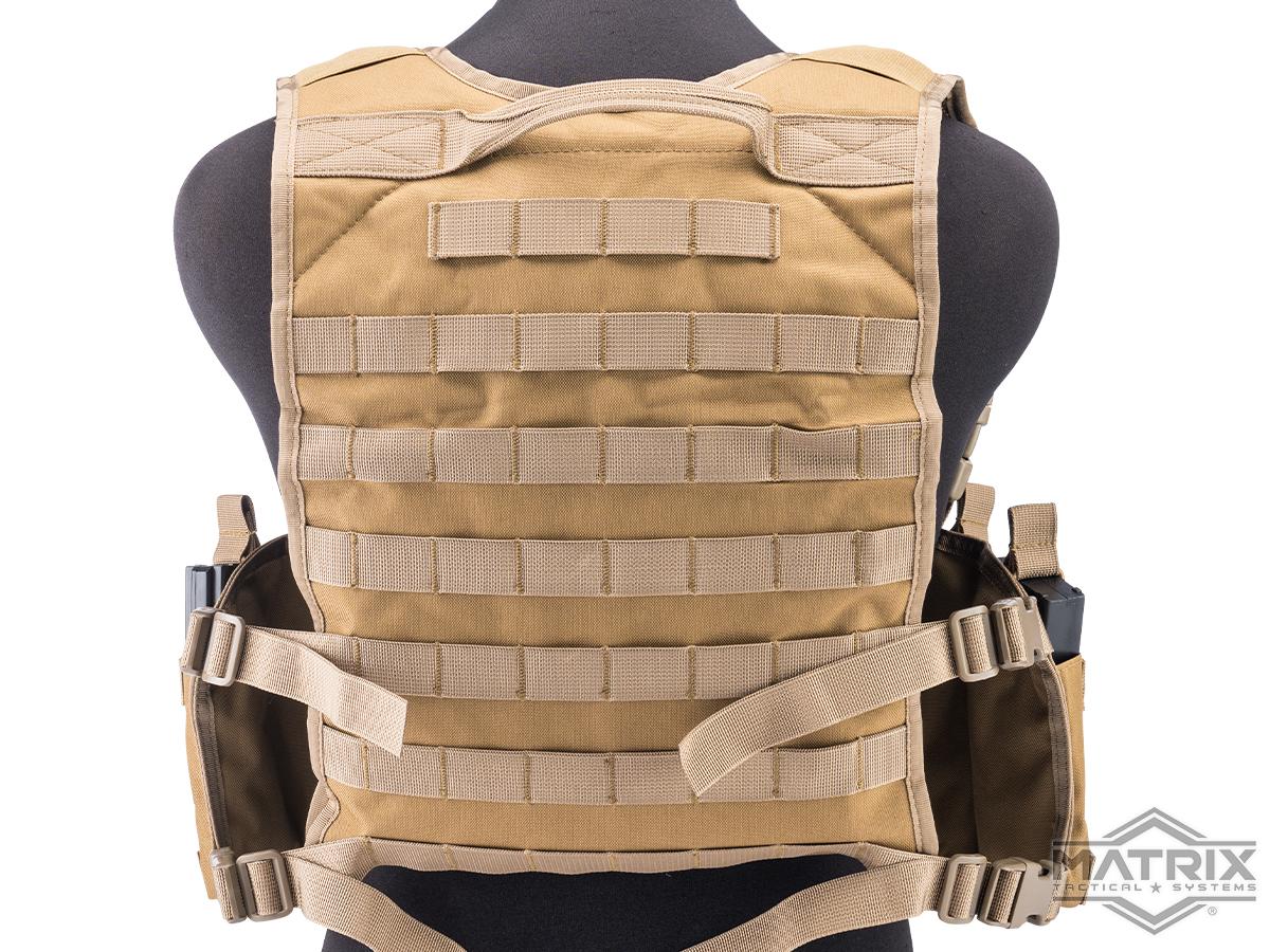 Matrix Modular MOLLE Chest Rig / Plate Carrier w/ Integrated Mag Pouches (Color: Tan), Tactical ...