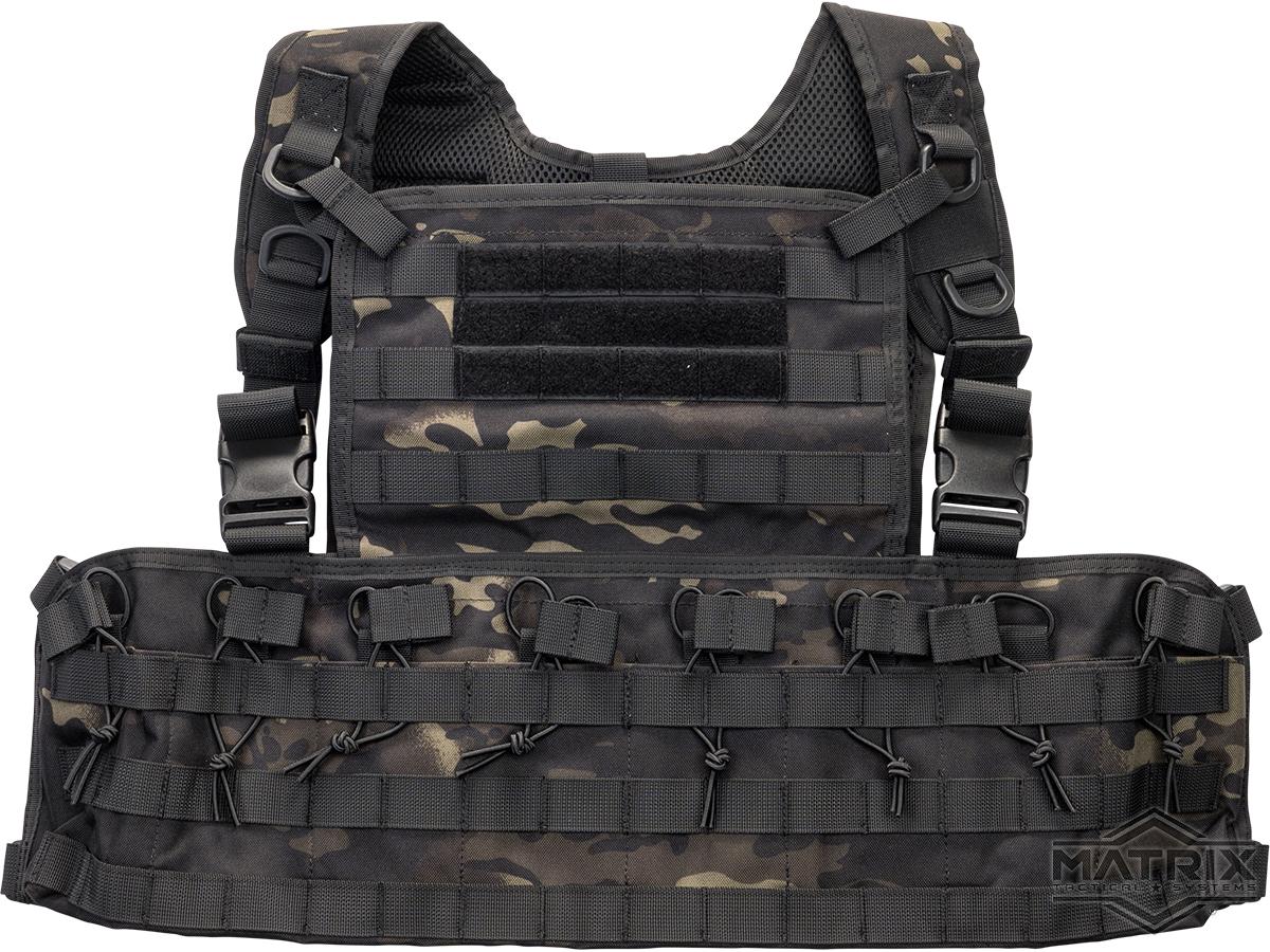 Matrix Modular MOLLE Chest Rig / Plate Carrier w/ Integrated Mag Pouches (Color: CAMO Black ...