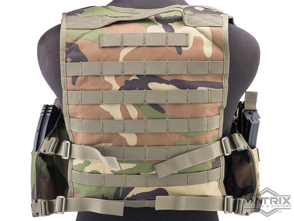 Matrix Modular MOLLE Chest Rig / Plate Carrier w/ Integrated Mag Pouches (Color: M81 Woodland ...
