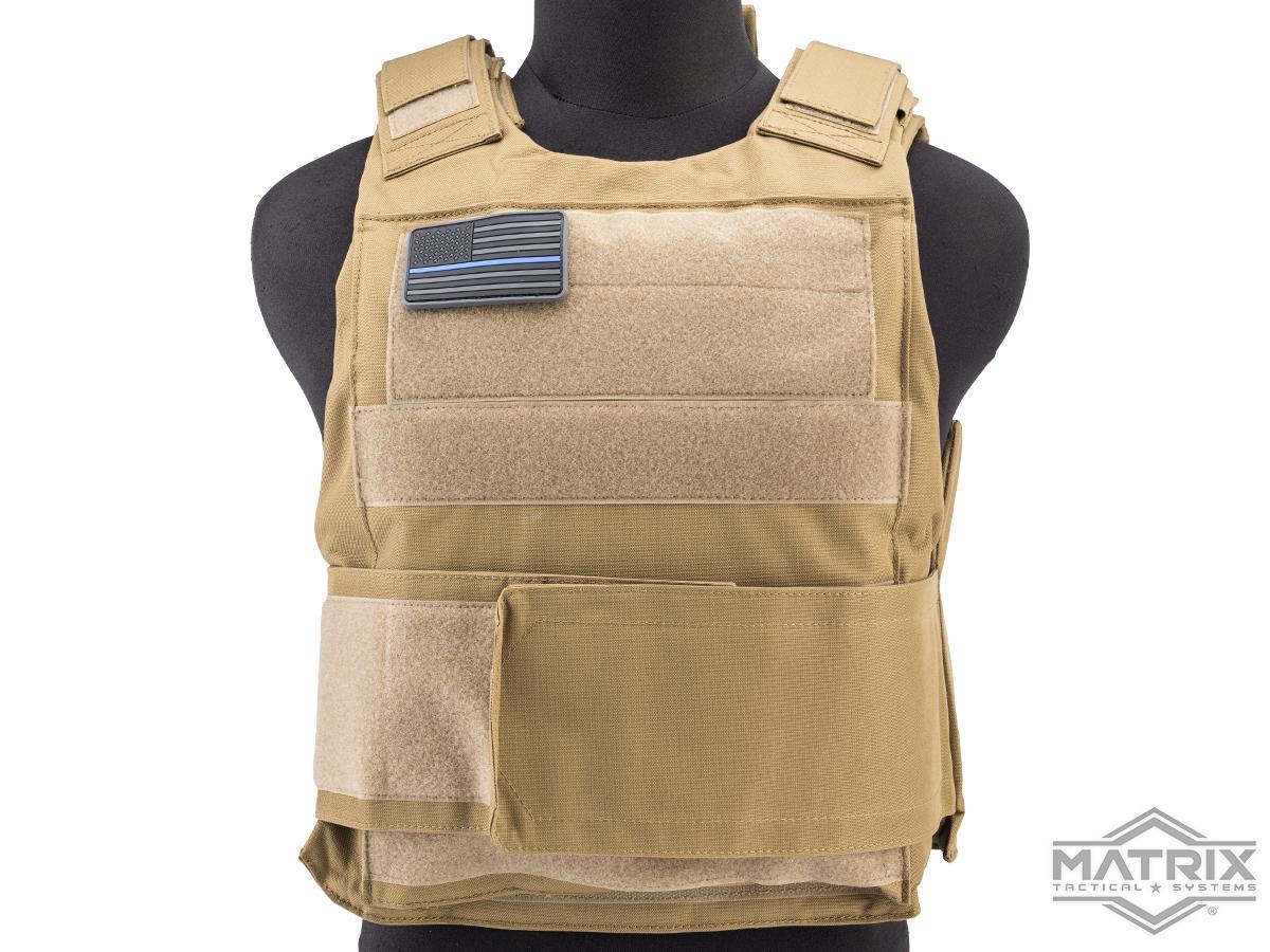 Matrix Heavy Duty Slick Body Armor Vest w/ Loop Patch Panel (Color: Tan ...