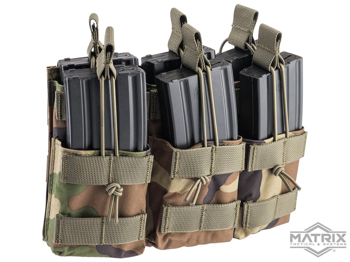 Matrix Double Stack Triple Open Top Magazine Pouch (Color: M81 Woodland), Tactical Gear/Apparel ...