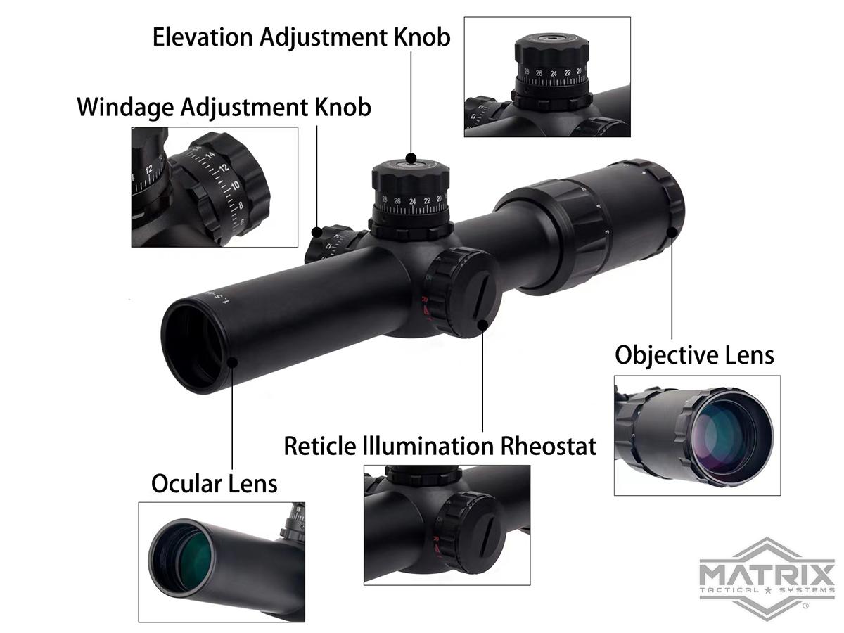 Matrix LPVO 1.5-6x24E Shockproof Illuminated Red/Green Reticle Sniper ...