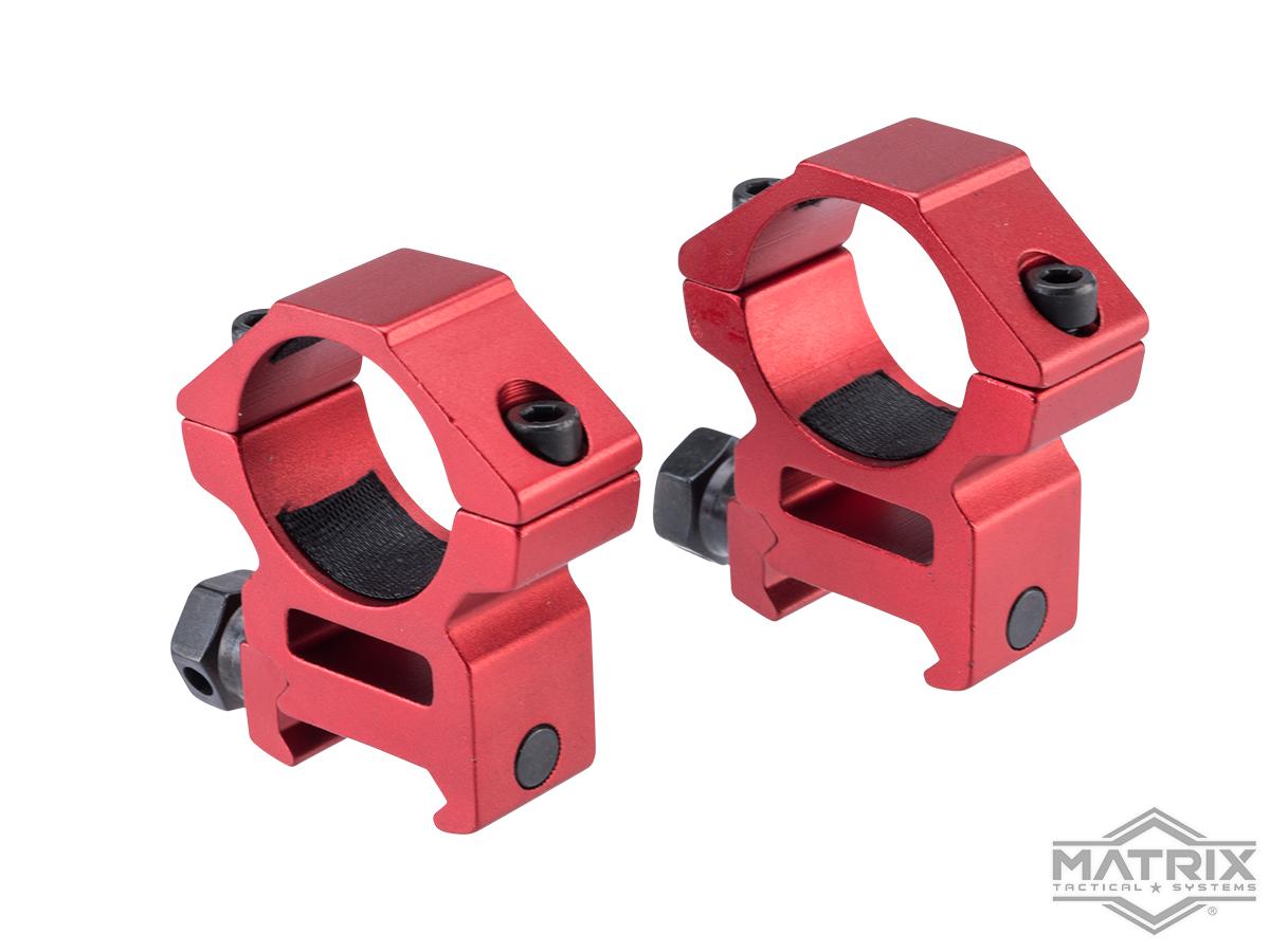 Matrix Aluminum Scope Mounting Rings (Color: Red / 1" Tube / Short ...