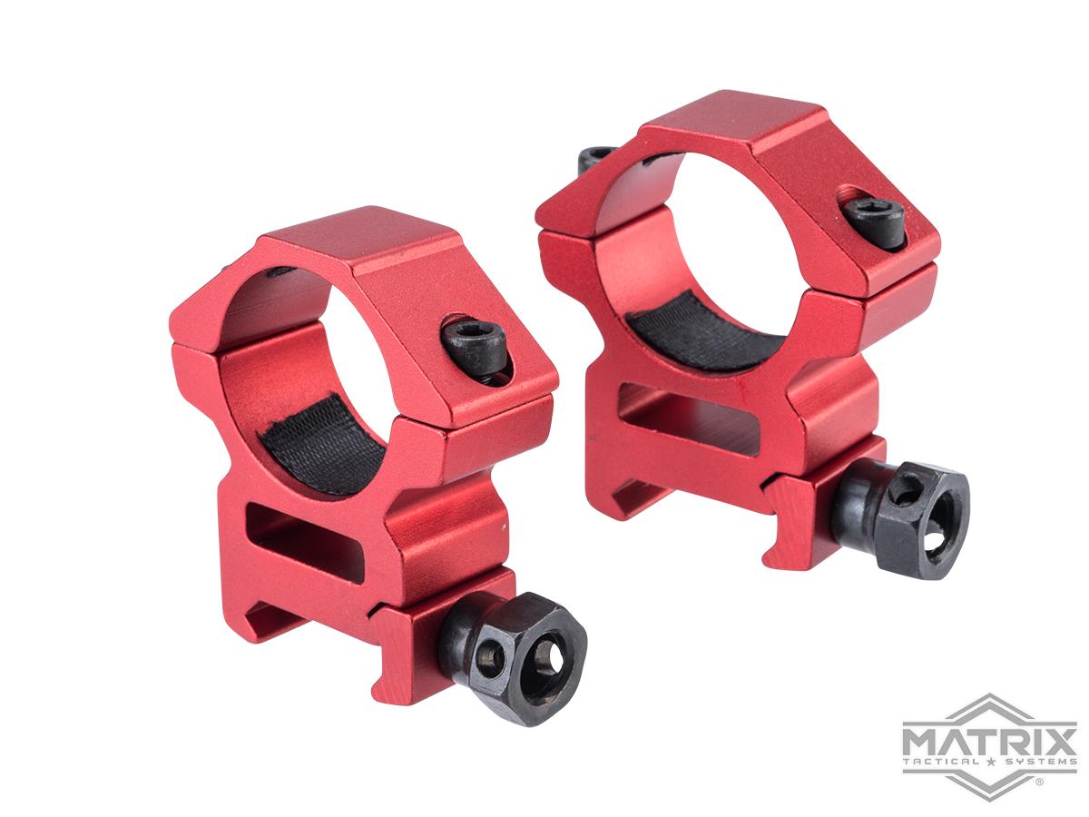 Matrix Aluminum Scope Mounting Rings (Color: Red / 1" Tube / Short ...