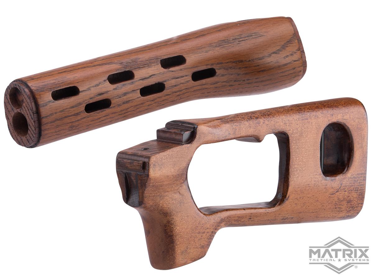 Matrix Real Wood Handguard & Stock Kit w/ Cheek Pad for SVD Series Airsoft Gas Sniper Rifles ...