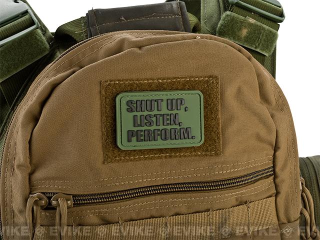 PVC Hook and Loop IFF Patch - "Shut Up, Listen, Perform" - OD Green ...