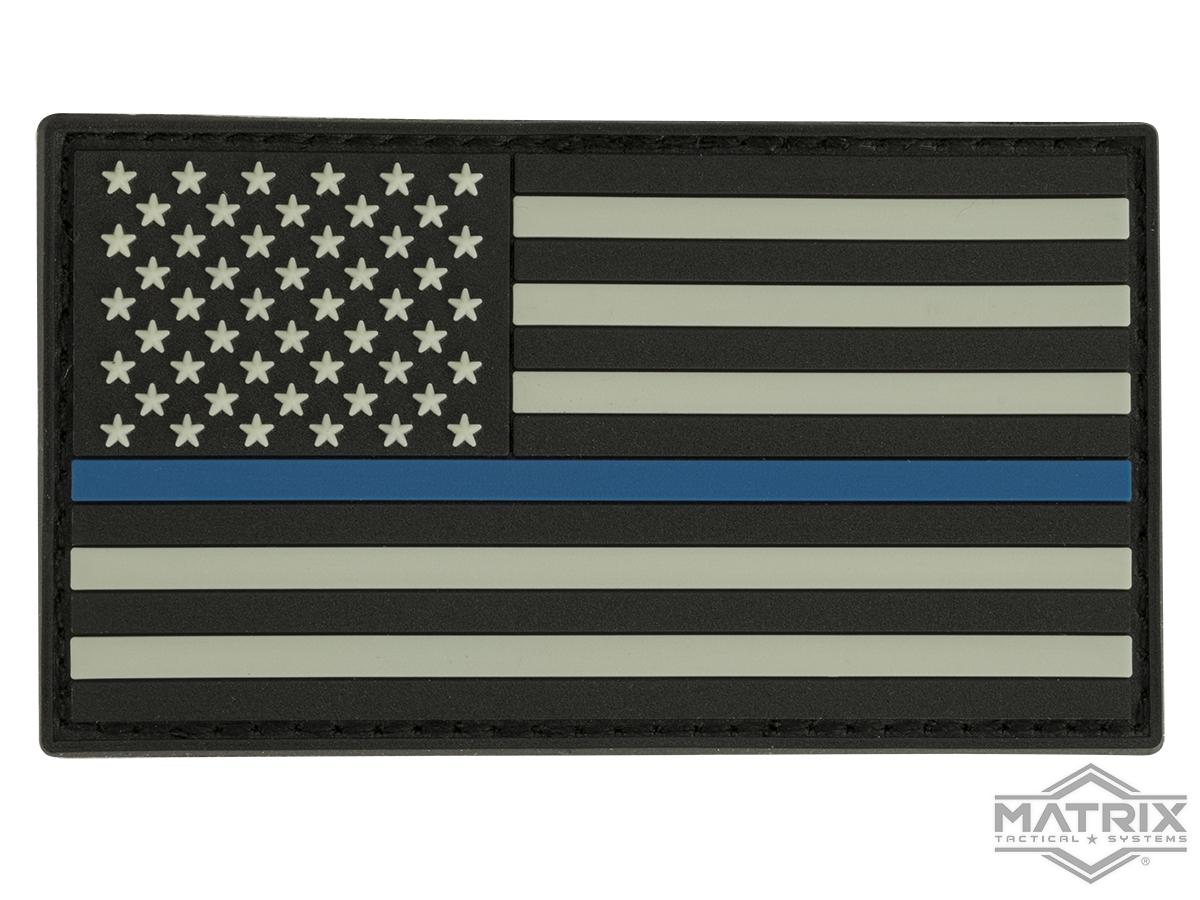 Glow in the Dark PVC Thin Blue Line American Flag Patch, Tactical Gear ...