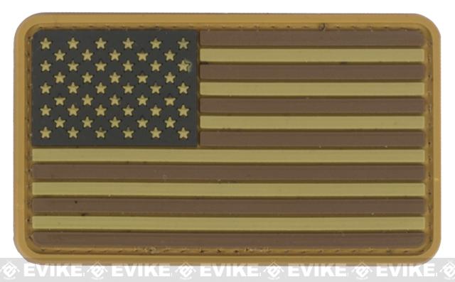 US Flag PVC Hook and Loop Rubber Patch (Color: Regular / Tan and Brown ...