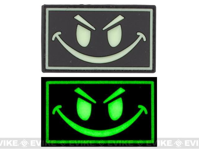 Matrix Smiley Face Glow In The Dark Pvc Iff Hook And Loop Patch