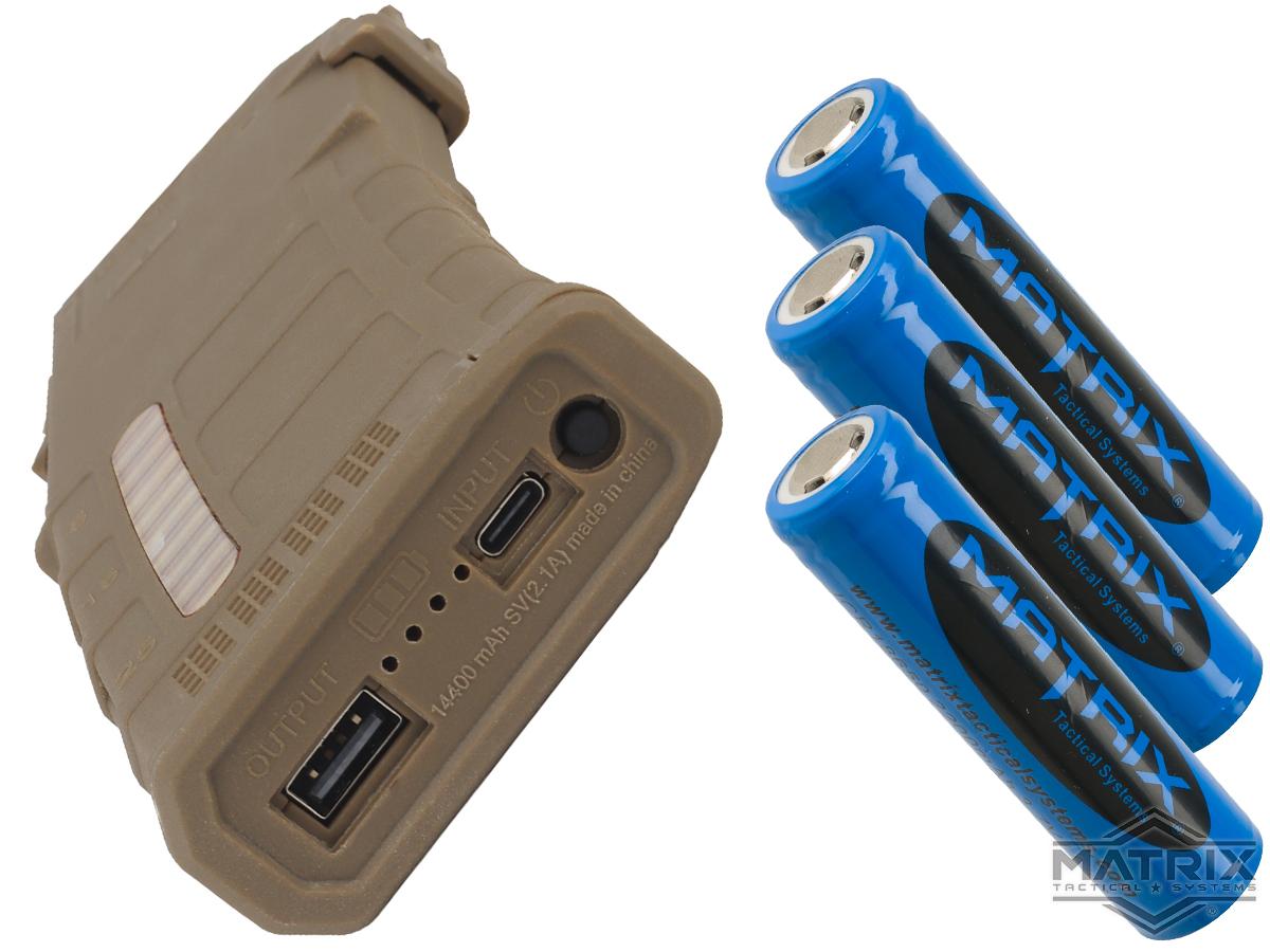 Matrix Dummy M4 Magazine 18650 Battery Power Bank (Color: Tan / 3x ...