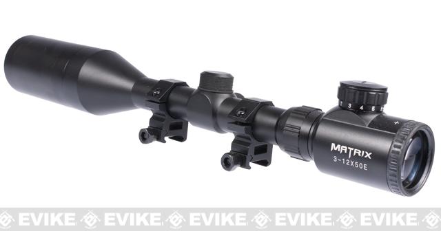 Matrix 3-12x50 Illuminated Reticle Sniper Scope w/ Mounting Rings ...