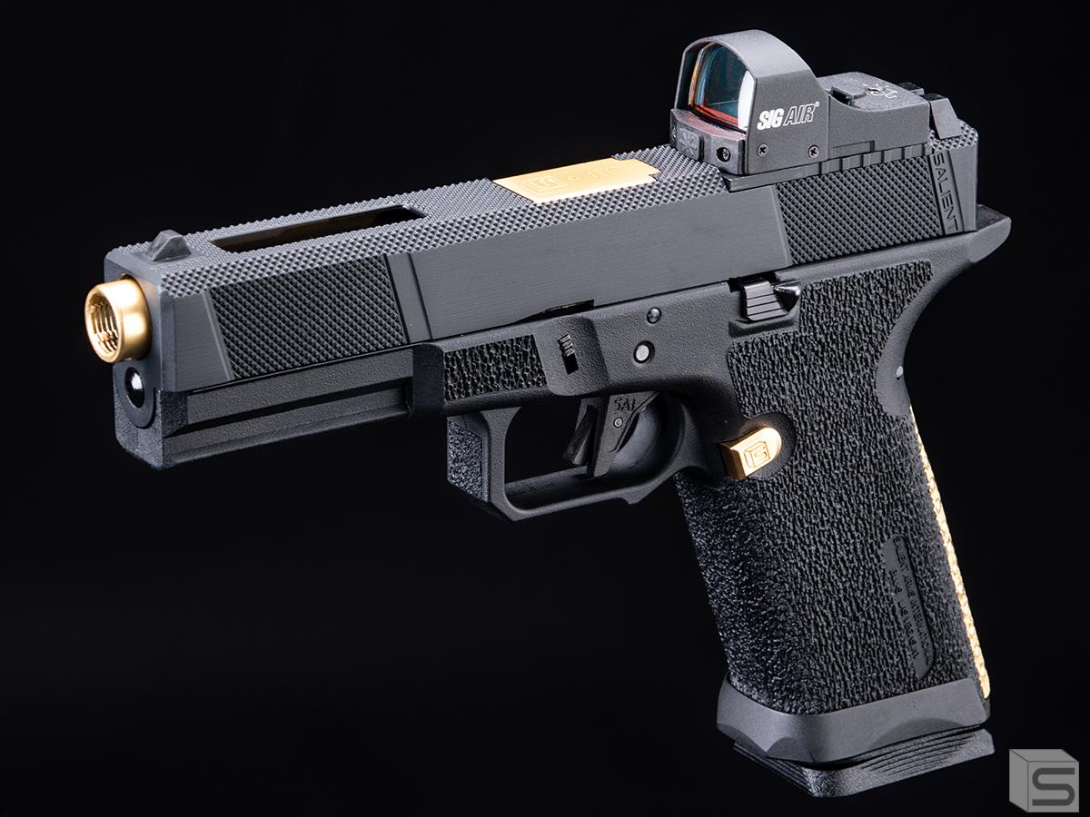 EMG SAI BLU w/ EMG Tier One Utility RMR-Cut Slide GBB Airsoft Pistol (Color: Gold / Optic ...