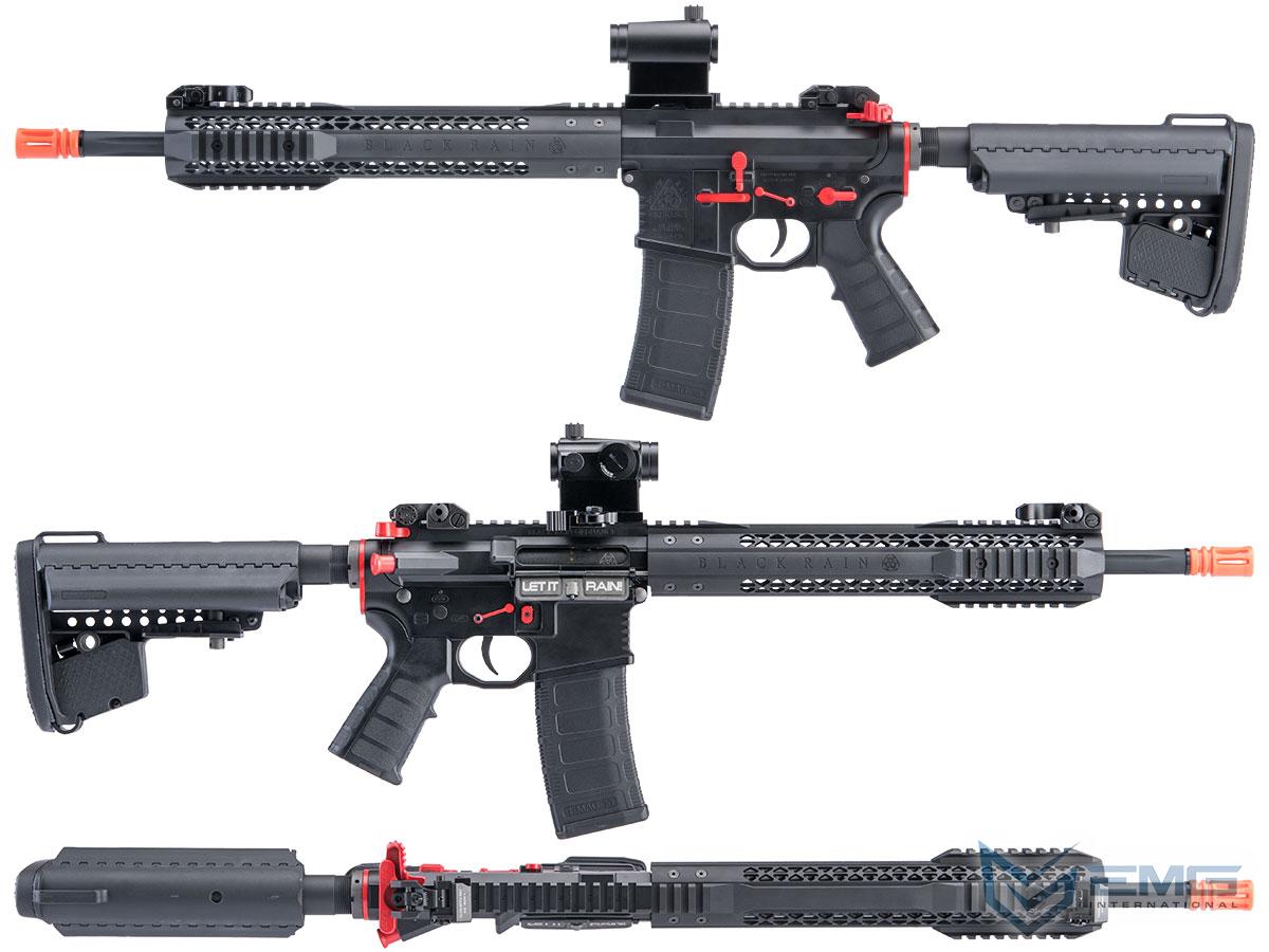 EMG Black Rain Ordnance BRO SPEC15 Licensed AR-15 Airsoft AEG Rifle (Color: Black-Red / Carbine ...