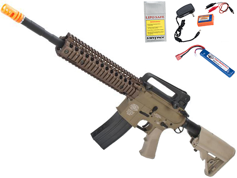 Evike Custom Class I G&P M4 Airsoft AEG Rifle - DD Mk18 RIS-II / Tan (Package: Add Battery ...