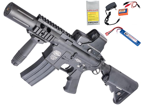 Evike Custom Class I G&P M4 Airsoft AEG Rifle - Fighting Cat (Package: Black / Add Battery ...