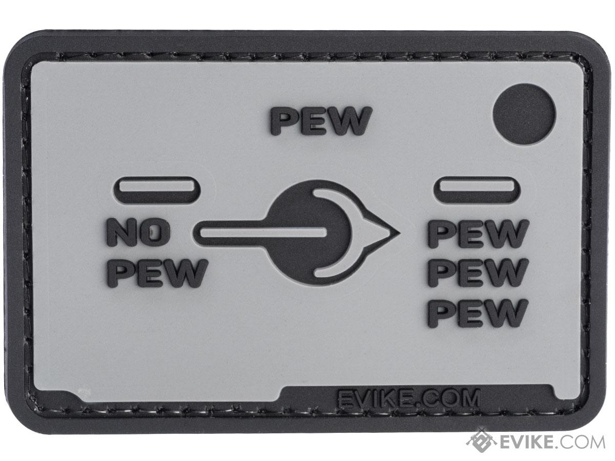 "Pew Pew Pew Selector Switch" 3" x 2" PVC Morale Patch (Color: Black), Tactical Gear/Apparel ...