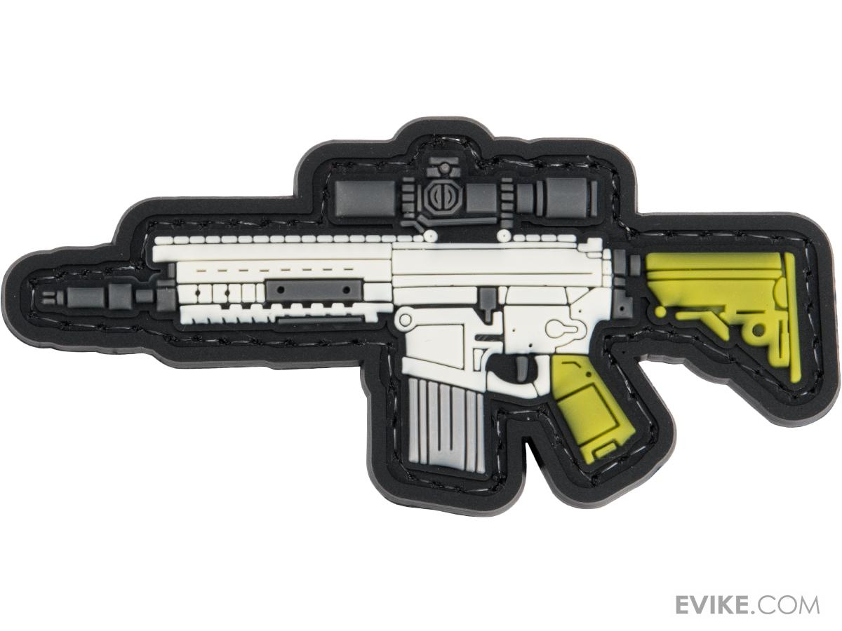 Evike.com PVC Morale Patch "Mini Gun" Series (Model: SR-25 ECC / Tan ...