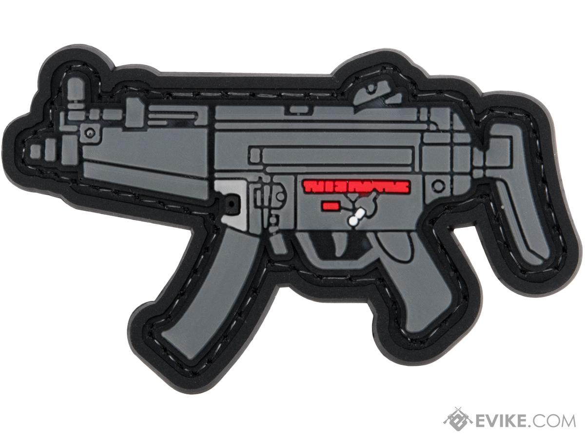 Evike.com PVC Morale Patch "Mini Gun" Series (Model: H&K MP5 / Black), Tactical Gear/Apparel ...