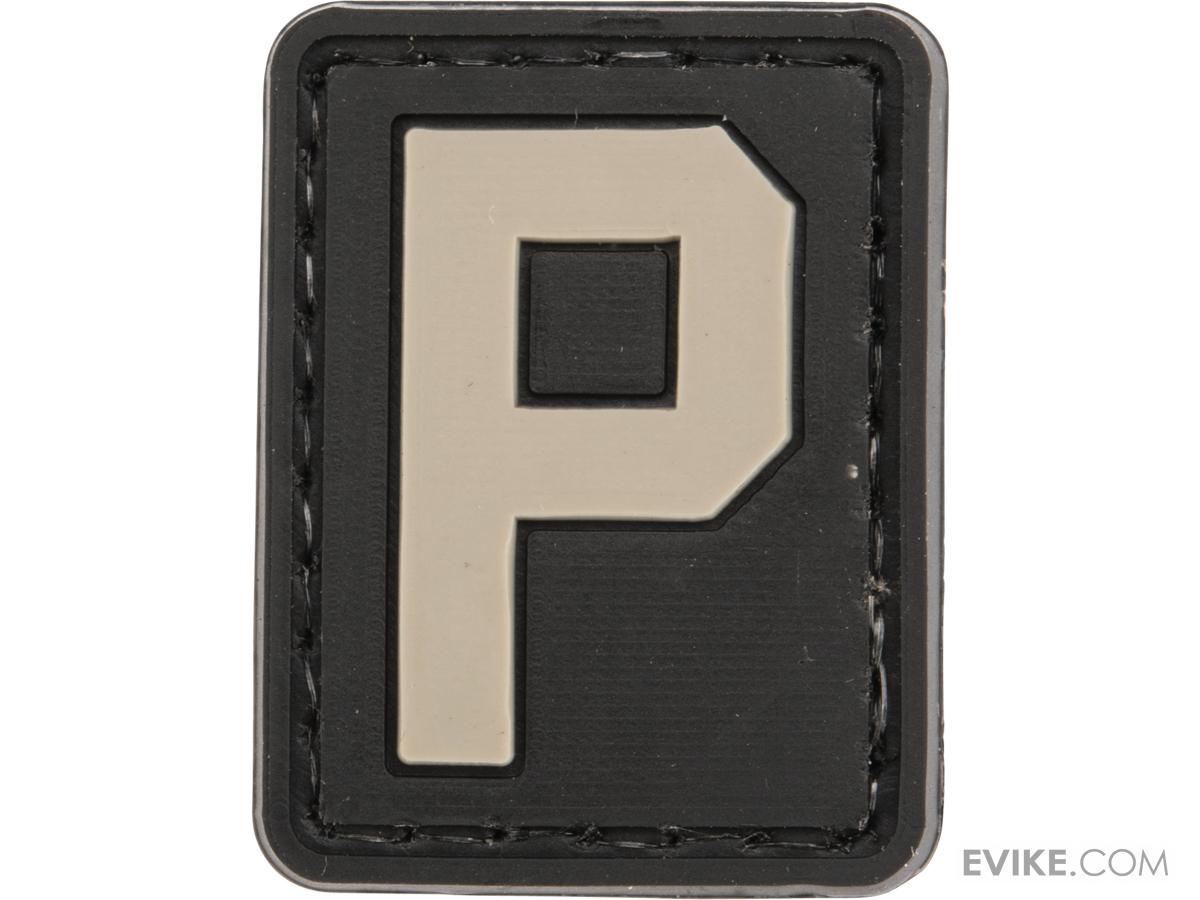 Evike.com Hook & Loop Letters PVC Patch (Model: P / Black-Grey ...