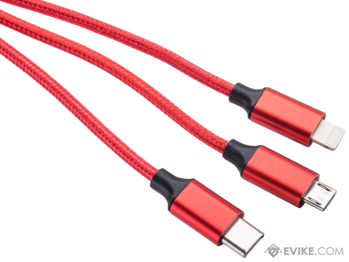 Evike.com Triple Plug Charging Cable (Color: Red), Evike Stuff, e-SWAGG